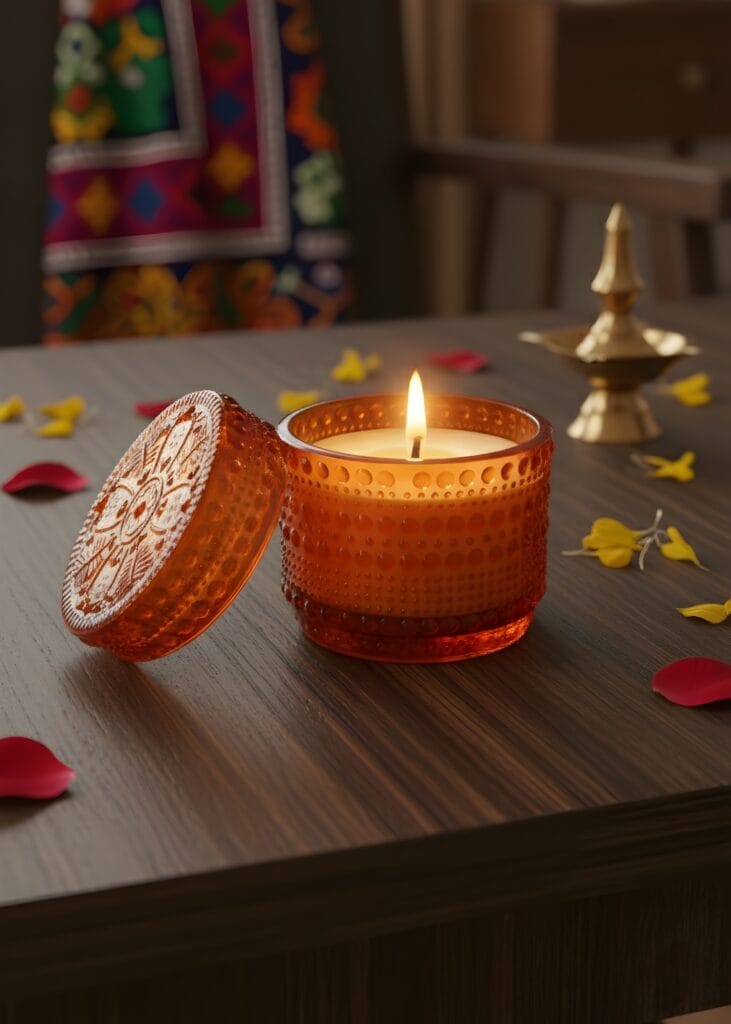 Amber Glow Candle | 100% Natural Soy Wax Candle | Divine Flames